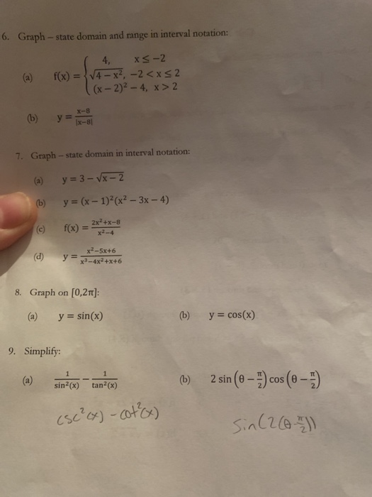 Solved 6. Graph -state domain and range in interval | Chegg.com