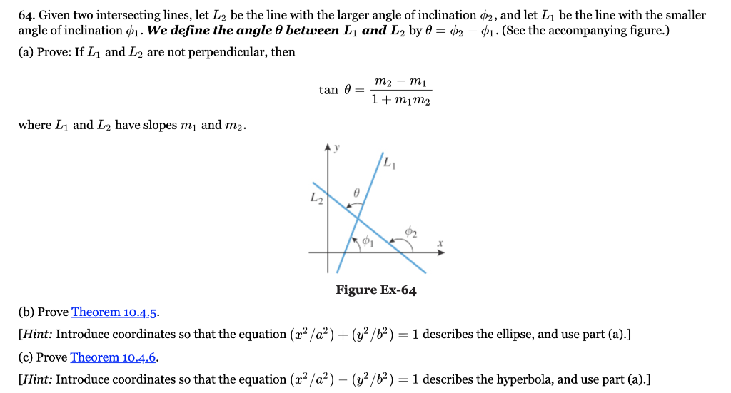 Solved Given two intersecting lines, let L2 be the line with | Chegg.com