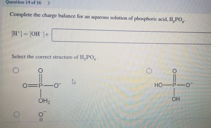 Solved Question 14 of 16 > Complete the charge balance for | Chegg.com