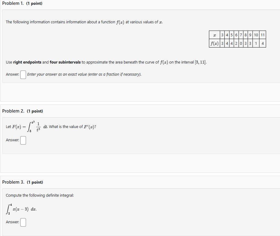 Solved Problem 1. (1 ﻿point)The following information | Chegg.com