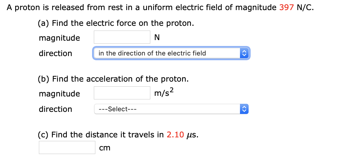 Solved A Proton Is Released From Rest In A Uniform Electric