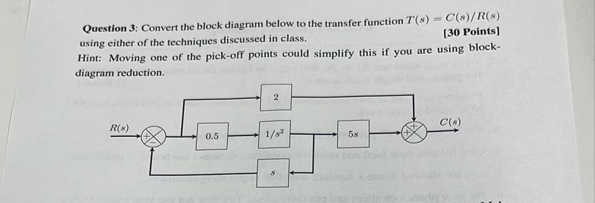 Solved Question 3: Convert the block diagram below to the | Chegg.com