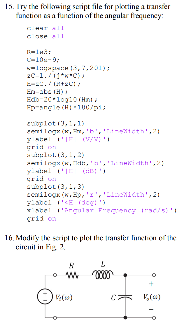 Solved 15. Try the following script file for plotting a | Chegg.com
