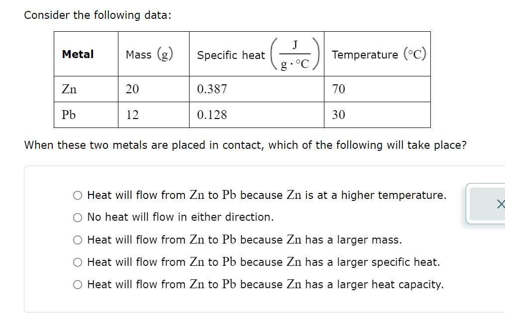 Solved Consider the following data: When these two metals | Chegg.com