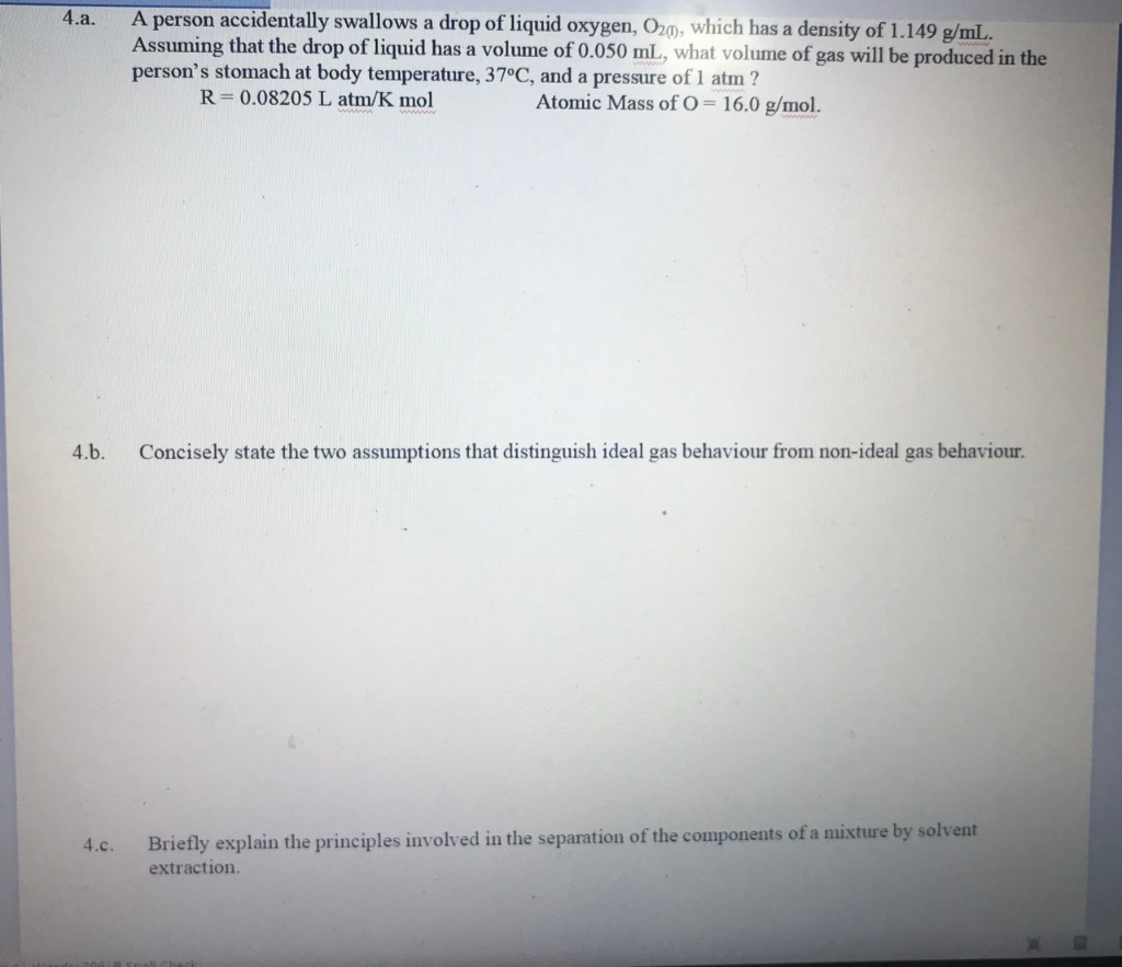Solved 4.a. A person accidentally swallows a drop of liquid | Chegg.com