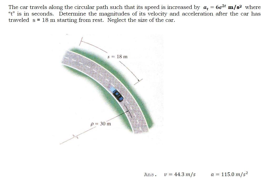 Solved The car travels along the circular path such that its | Chegg.com