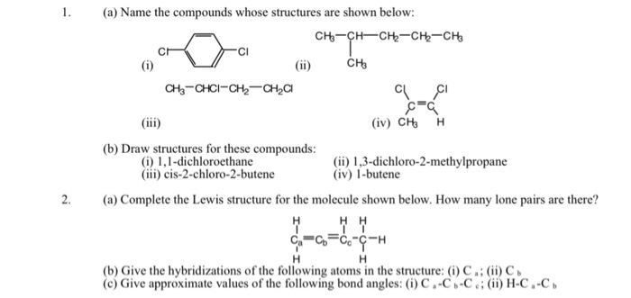Solved 1.(a) Name the compounds whose structures are shown | Chegg.com