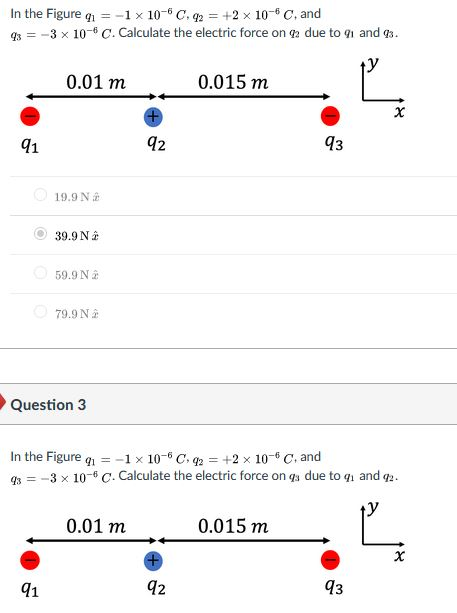 Solved In the Figure 1 = -1 x 10-6C, 92 = +2 x 10-6 Cand 93 | Chegg.com