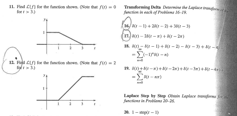 Solved 11. Find L{f} for the function shown. (Note that | Chegg.com