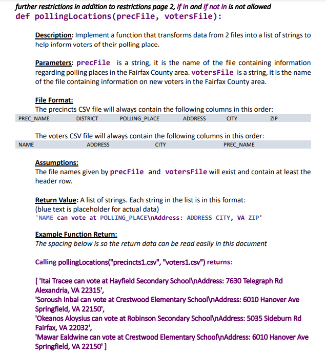 Restrictions Any function that violates any of the | Chegg.com