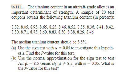 Solved 9-111. The titanium content in an aircraft-grade | Chegg.com