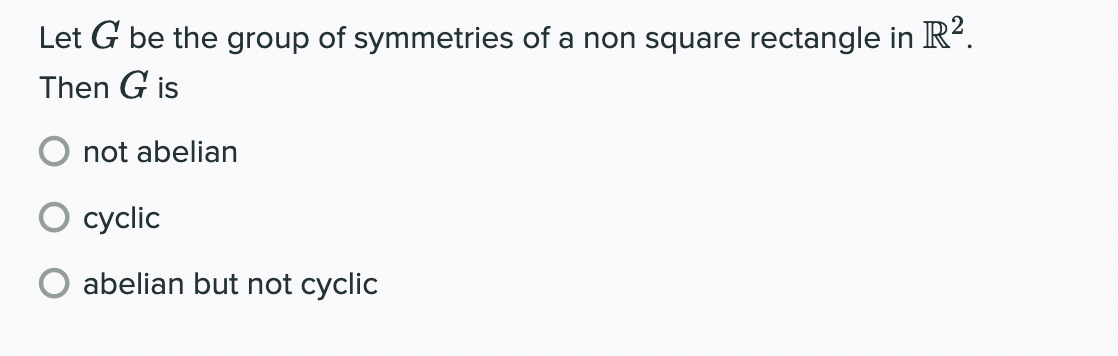 Solved Let G be the group of symmetries of a non square | Chegg.com