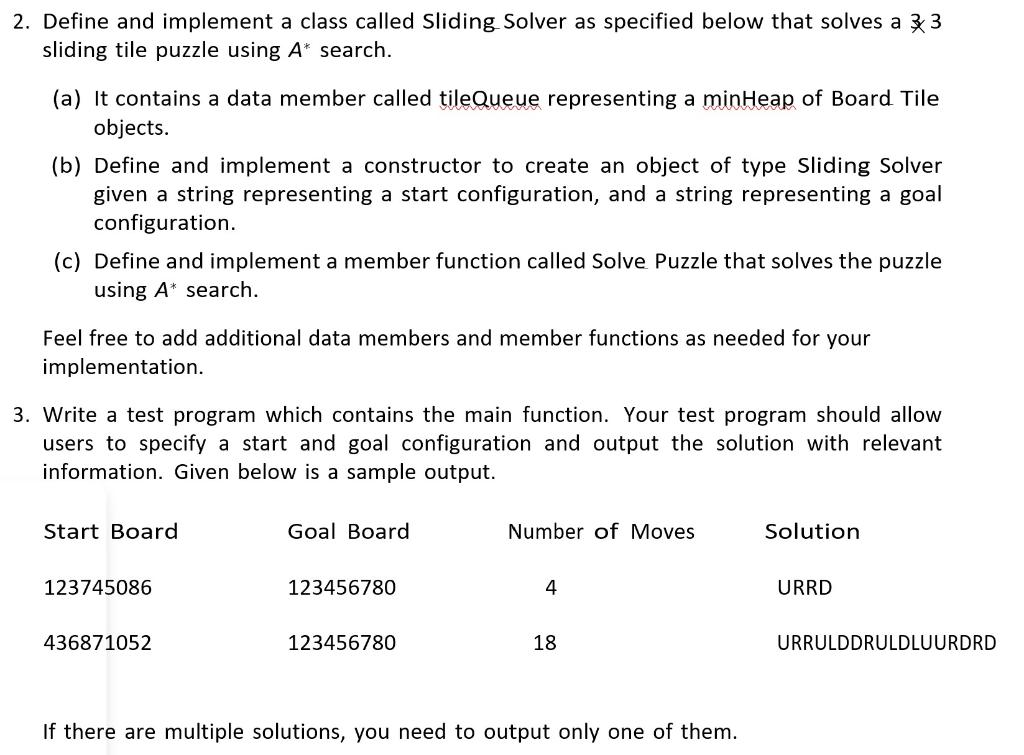 Solved 1 Sliding Tiles In this programming project you are | Chegg.com