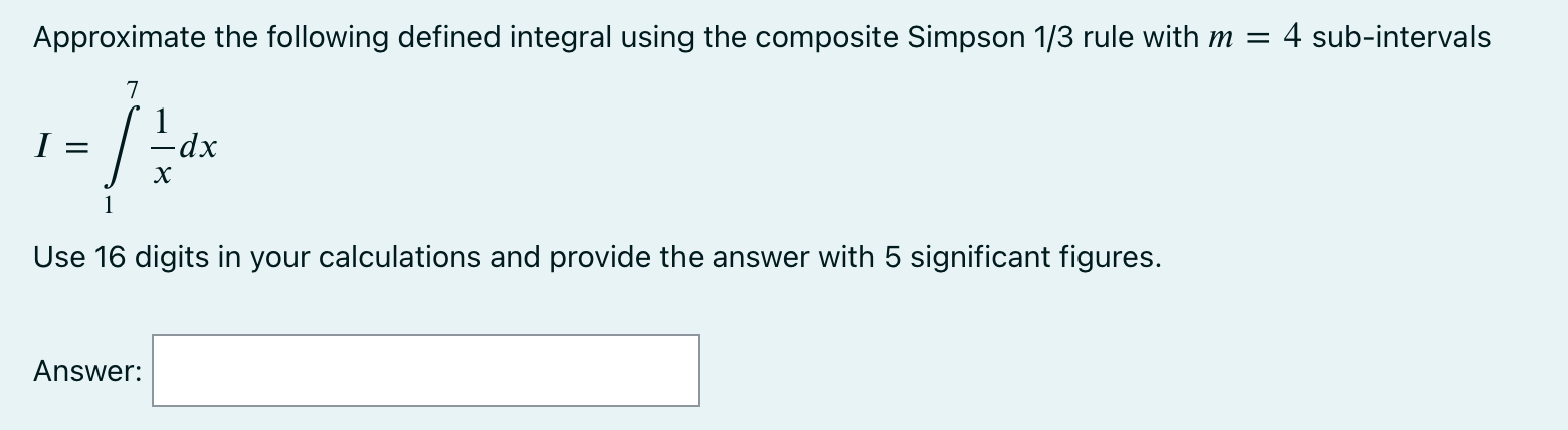 Solved Approximate the following defined integral using the | Chegg.com