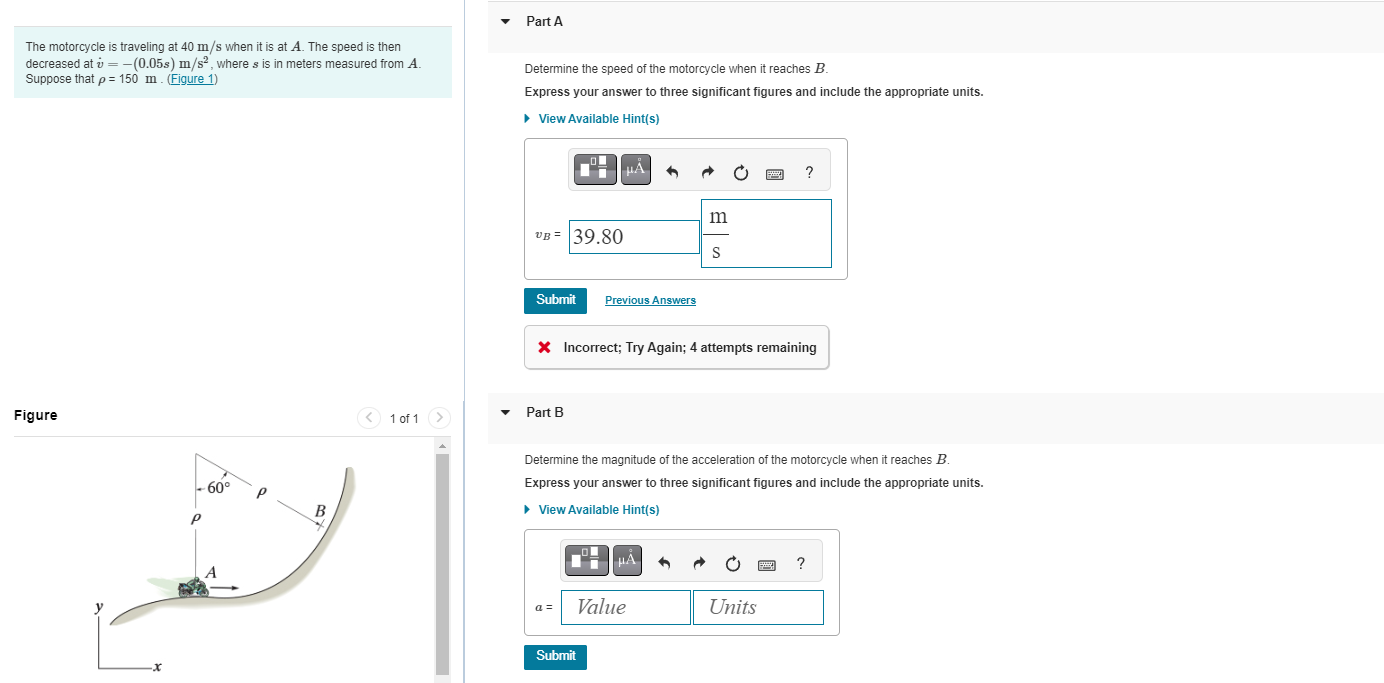 Solved Determine the speed of the motorcycle when it reaches | Chegg.com