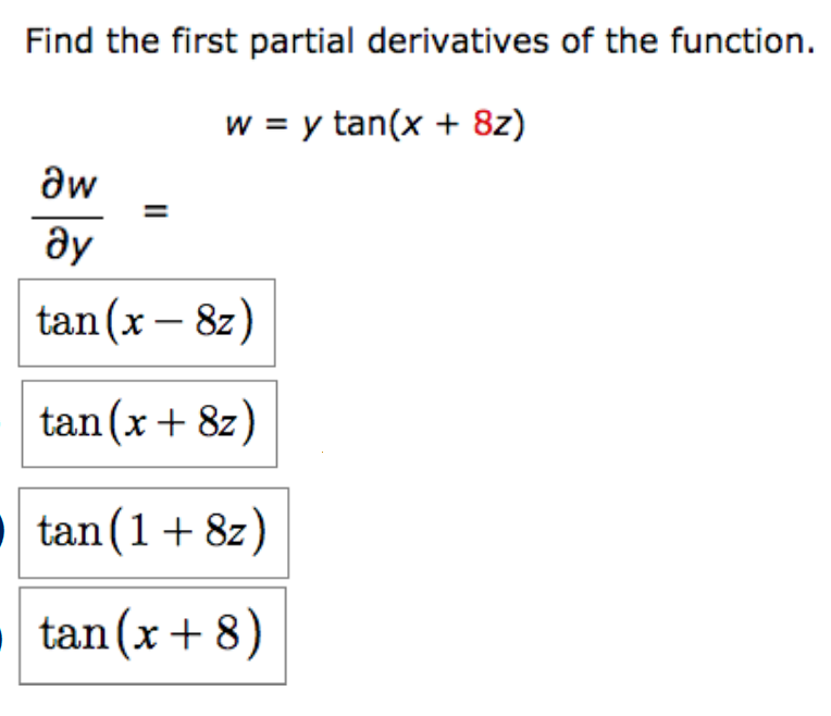 Solved Find the first partial derivatives of the function. w | Chegg.com