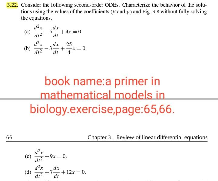 Solved 3.22. Consider the following second-order ODEs. | Chegg.com