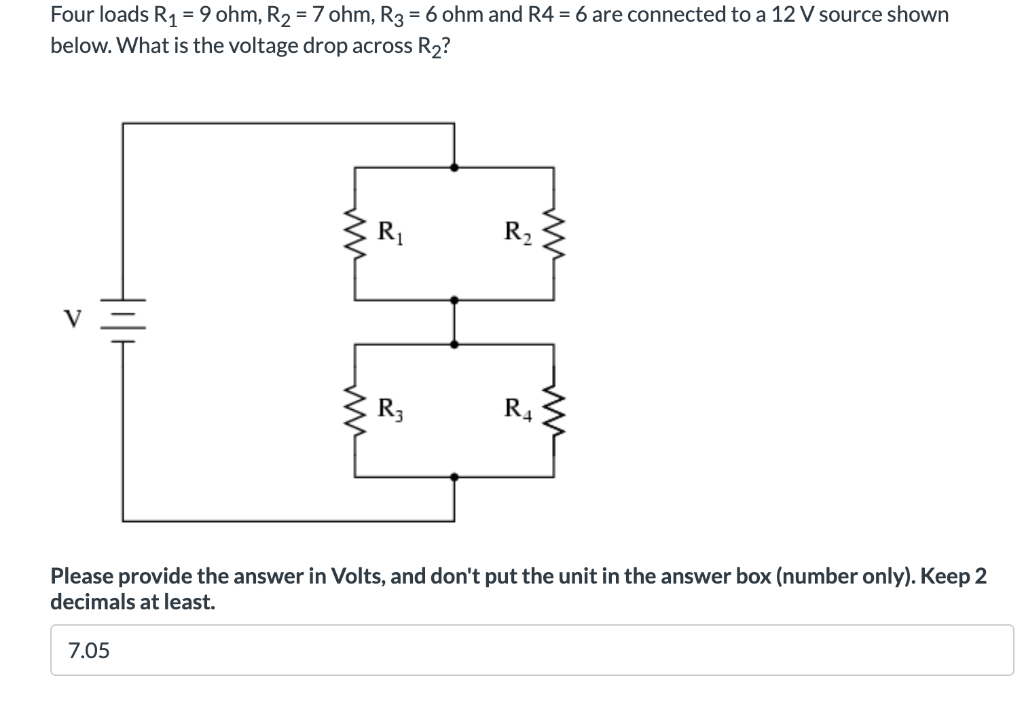 Solved Four loads R1 = 9 ohm, R2 = 7 ohm, R3 = 6 ohm and R4 | Chegg.com