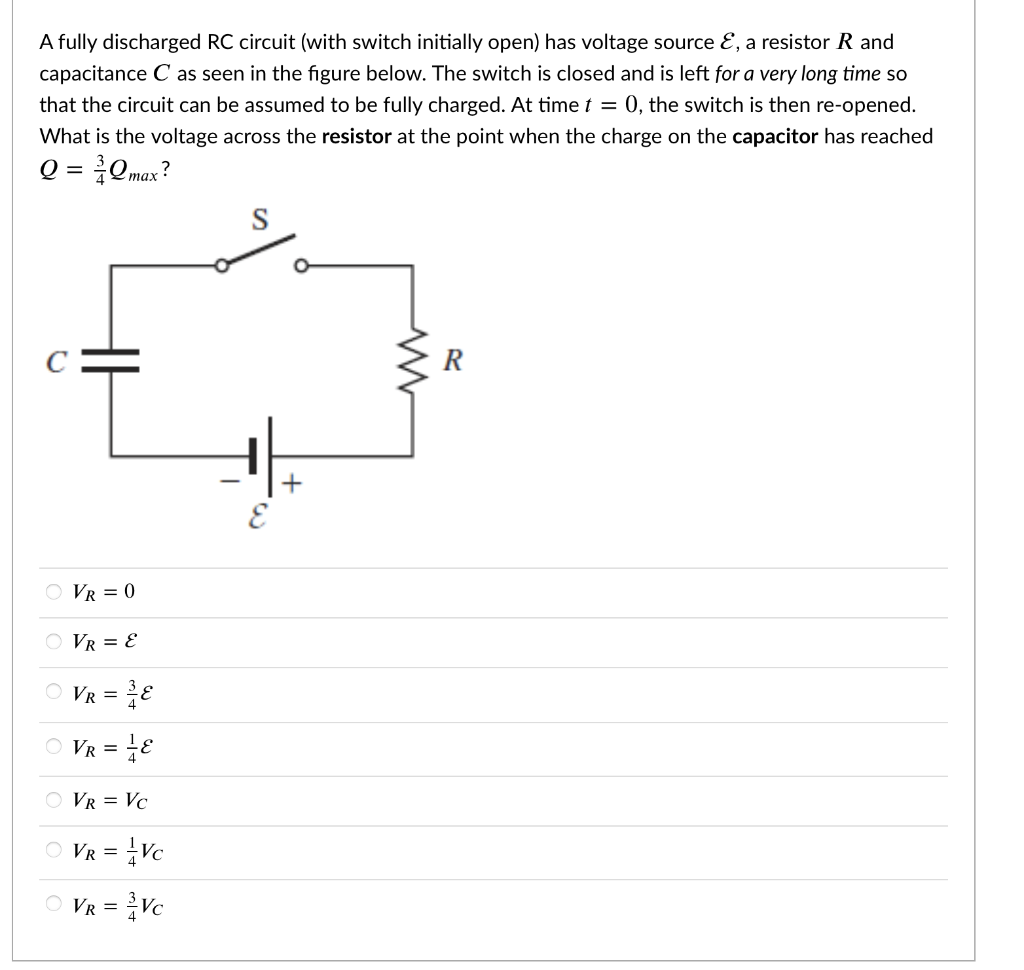 Solved A fully discharged RC circuit (with switch initially | Chegg.com
