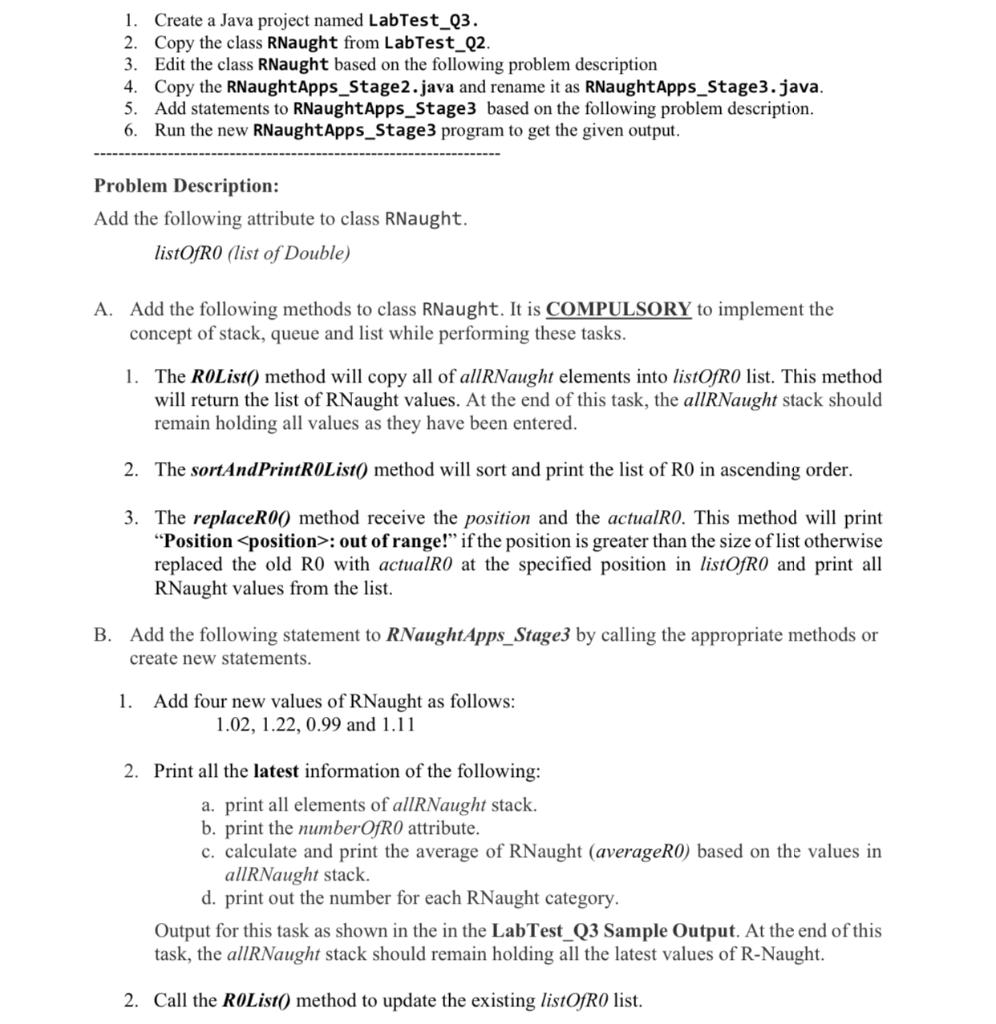 1. Create a Java project named LabTest_23. 2. Copy | Chegg.com