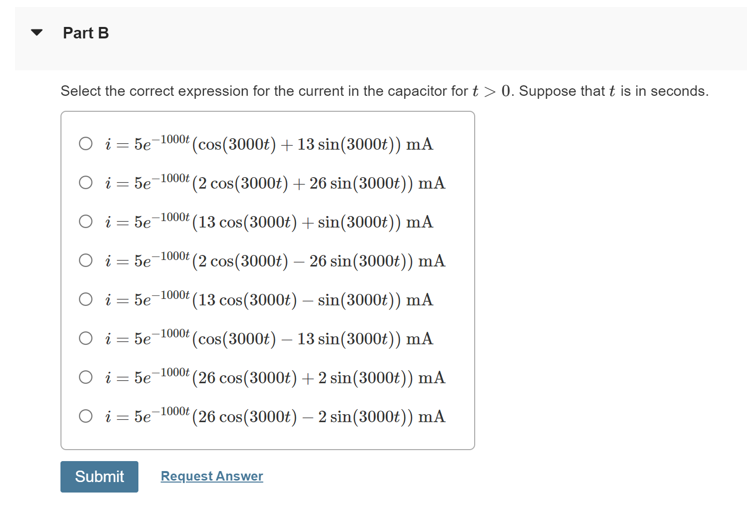 Solved The voltage at the terminals of the capacitor in | Chegg.com