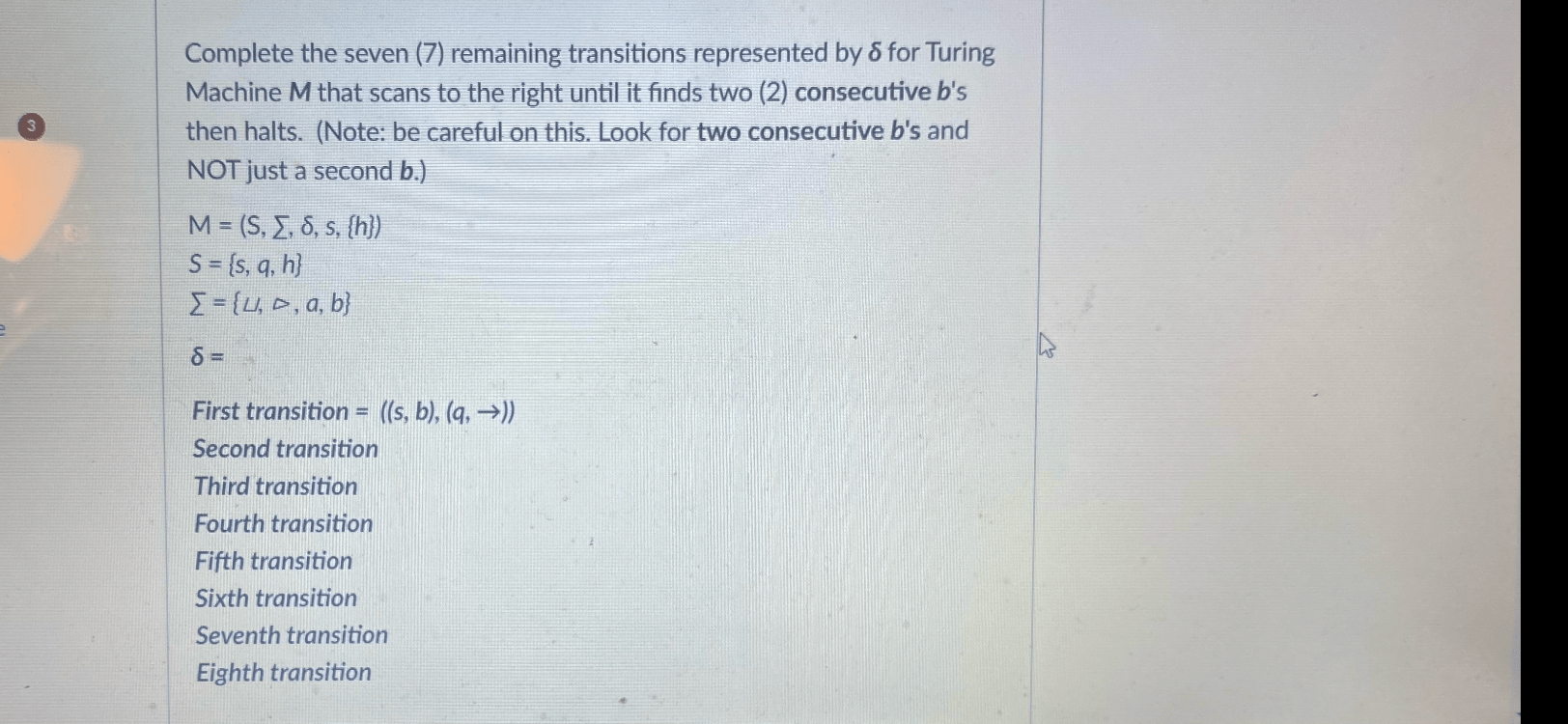Solved Complete the seven (7) remaining transitions | Chegg.com