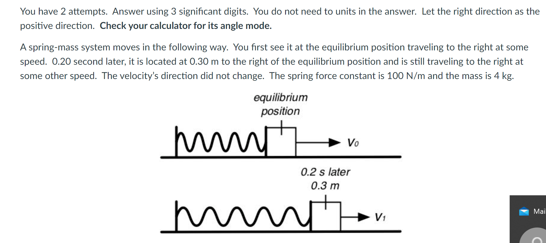 Solved 1.What is the angular frequency of the spring-mass | Chegg.com