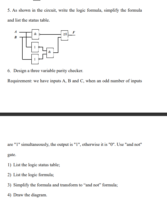 Solved 5. As shown in the circuit, write the logic formula, | Chegg.com