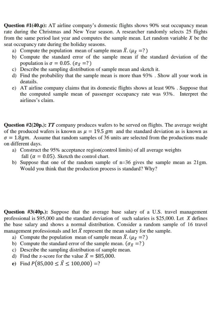 Solved Question #1(40.p): AT airline company's domestic | Chegg.com