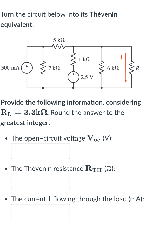 Solved Turn the circuit below into its Thévenin | Chegg.com