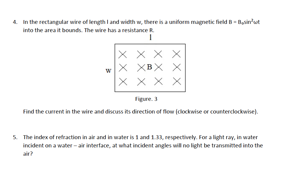 Solved In the rectangular wire of length I and width w, | Chegg.com