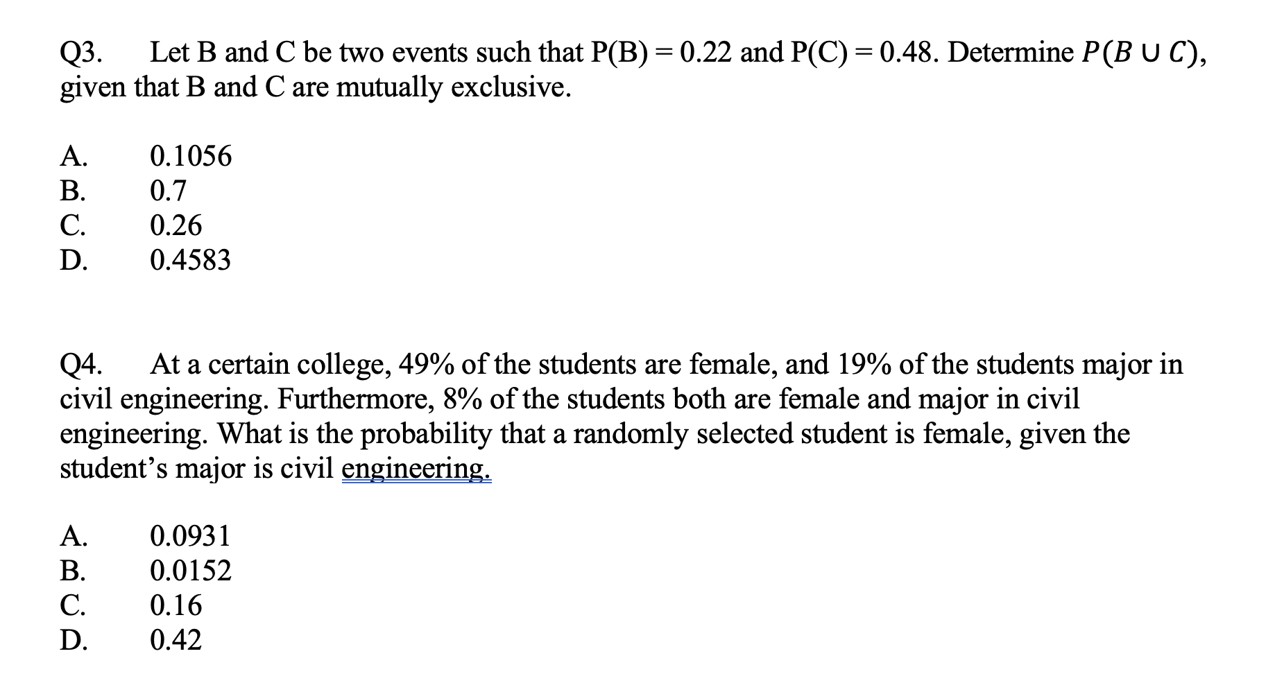 Solved Q1. Which one is continuous variable. A. B. C. D. The | Chegg.com