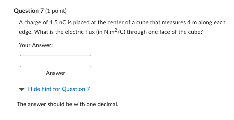 Solved A charge of 1.5nC is placed at the center of a cube | Chegg.com