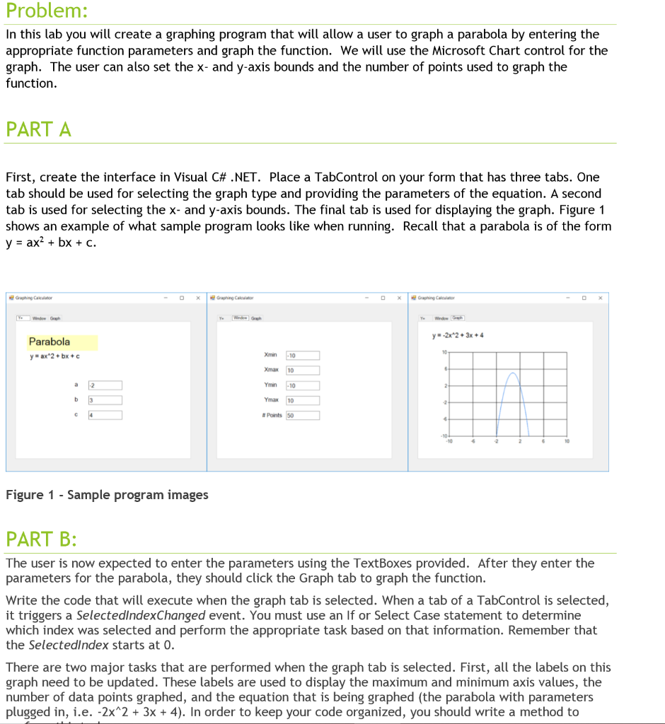 Problem: In this lab you will create a graphing | Chegg.com