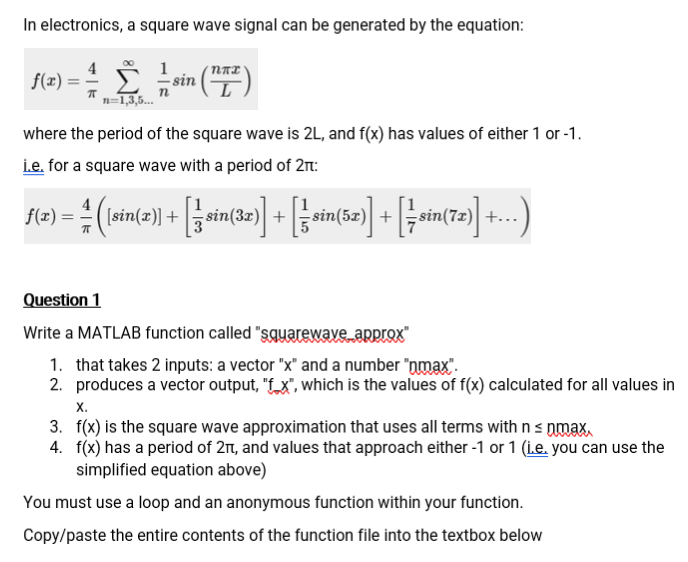 Solved In electronics, a square wave signal can be generated | Chegg.com