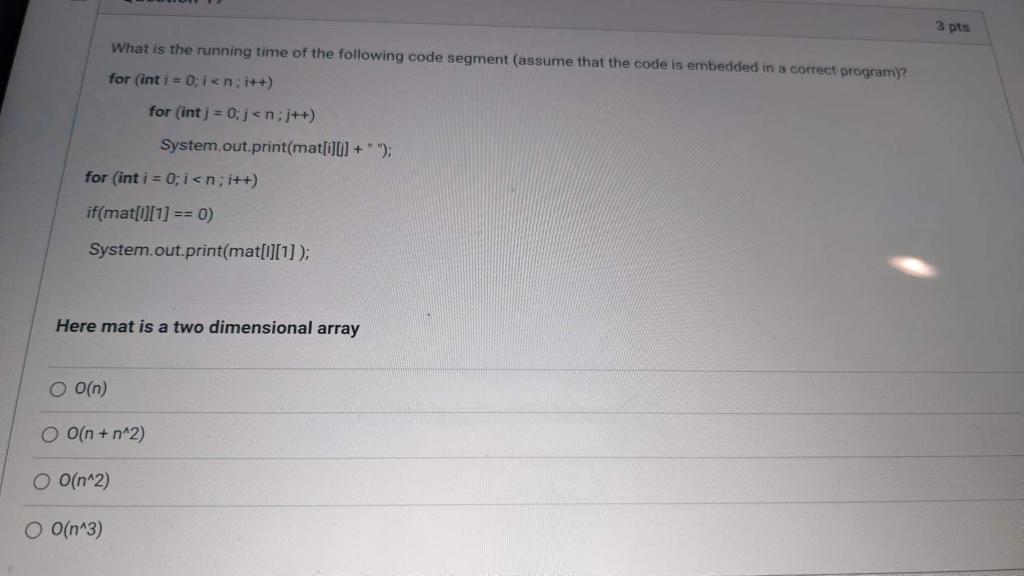 Solved Question 15 3 pts Suppose you have n by n two | Chegg.com