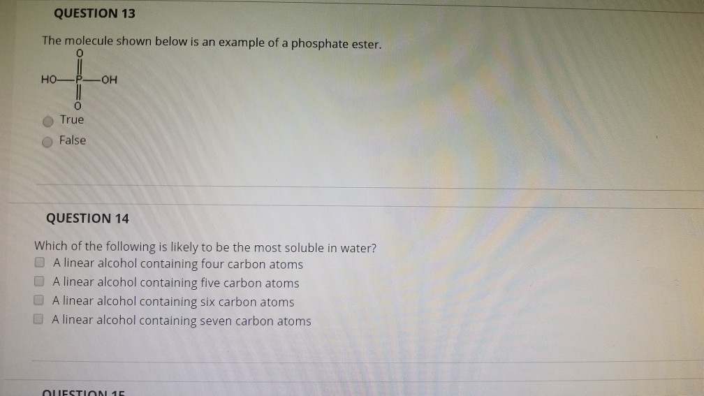 Solved QUESTION 13 The molecule shown below is an example of | Chegg.com