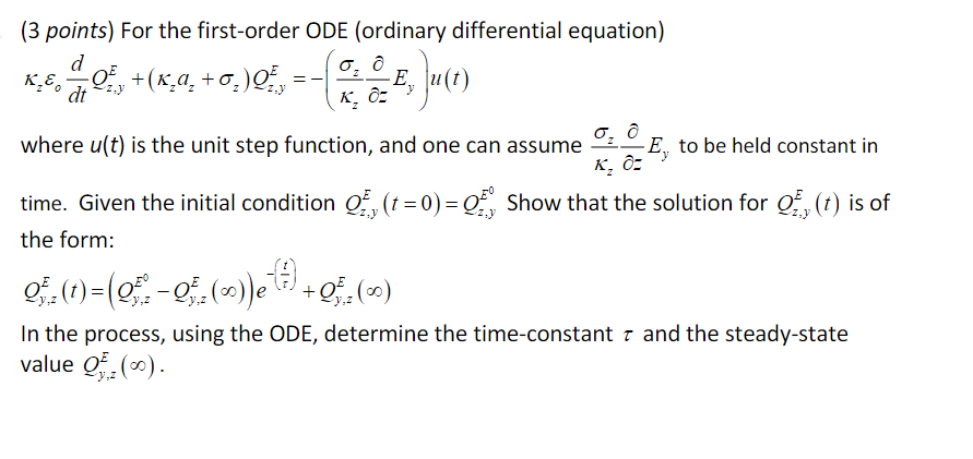 Solved (3 points) For the first-order ODE (ordinary | Chegg.com