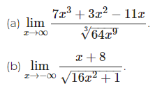 Solved Evaluate the limits at infinity. No marks will be | Chegg.com