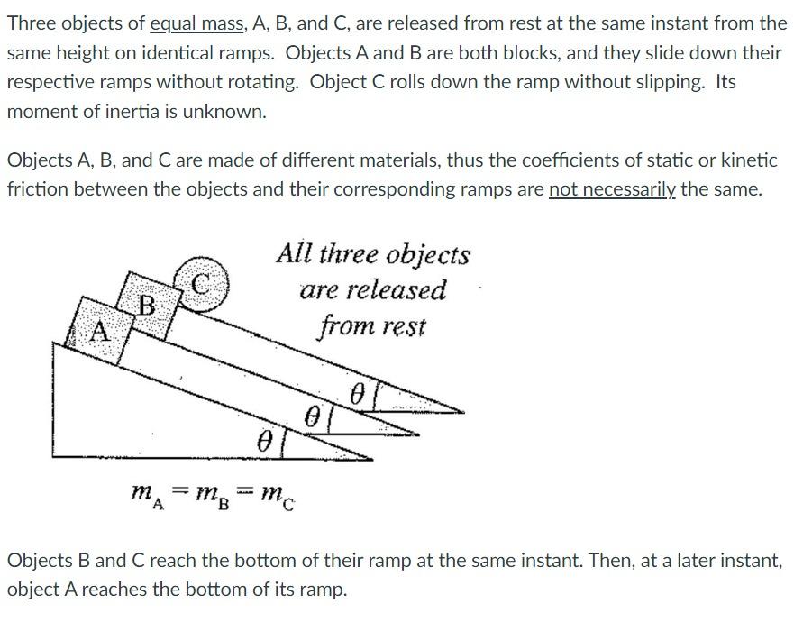 Solved 1)Rank the center-of-mass accelerations of objects A, | Chegg.com