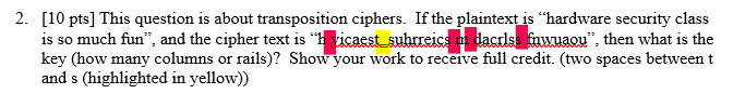 Solved 2. [10 pts] This question is about transposition | Chegg.com