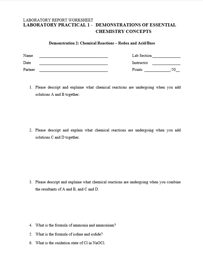 Solved LABORATORY REPORT WORKSHEET LABORATORY PRACTICAL 1 - | Chegg.com