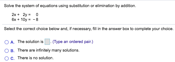 Solved Solve the system of equations using substitution or | Chegg.com