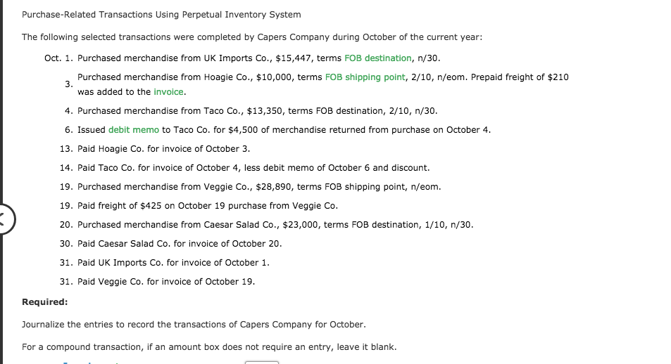 Solved Purchase-Related Transactions Using Perpetual | Chegg.com