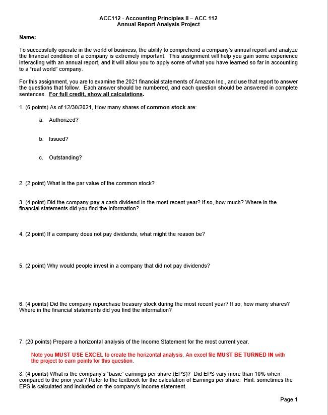 [Solved]: ACC112 - Accounting Principles II - ACC 112