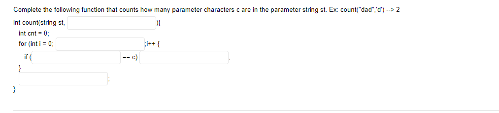 Solved Complete the following function that counts how many | Chegg.com