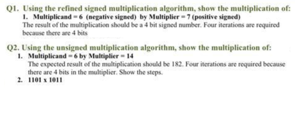 Solved Q1. Using the refined signed multiplication | Chegg.com