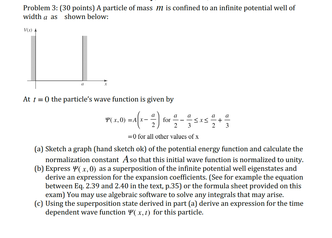 Solved Problem 3: (30 points) A particle of mass m is | Chegg.com