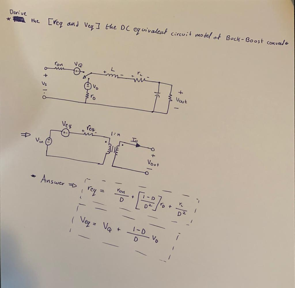 Derive [Veq and Req] the dc equivalent circuit model | Chegg.com
