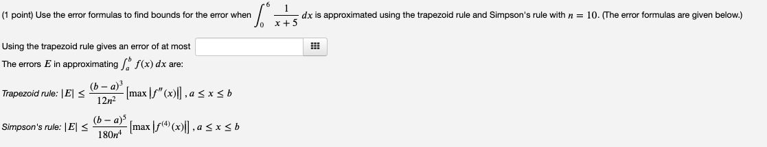 Solved 1 Point Use The Error Formulas To Find Bounds For 3470
